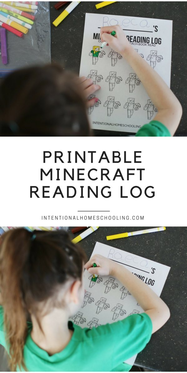 Printable Minecraft Reading Log – Intentional Homeschooling